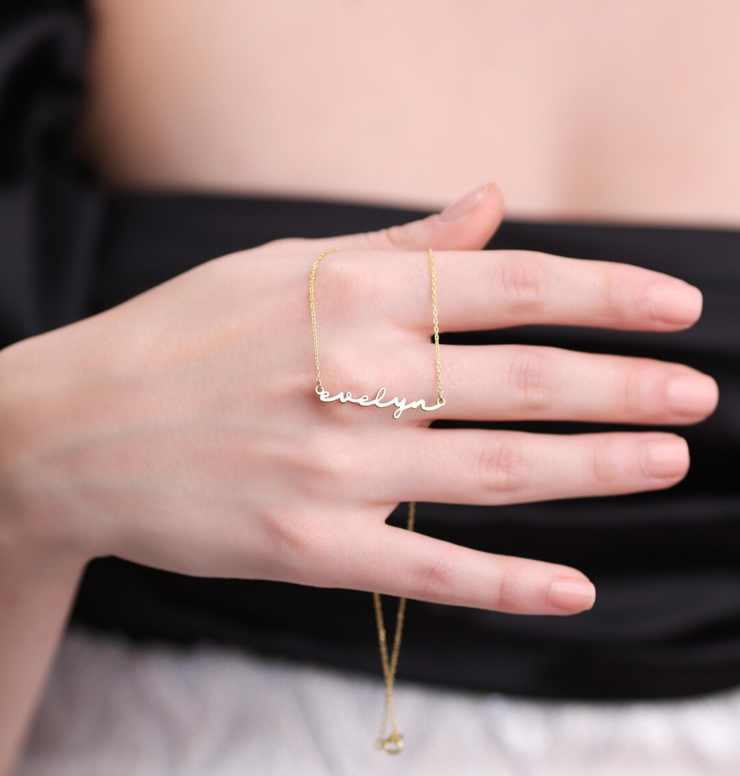 Custom Lowercase Name Necklace, Minimalist Cursive Font Necklace, Gift ...