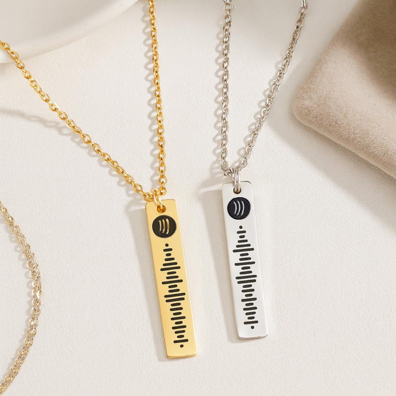 Custom Scannable Song Code Necklace: 925 Sterling Silver Music Gift - Etsy