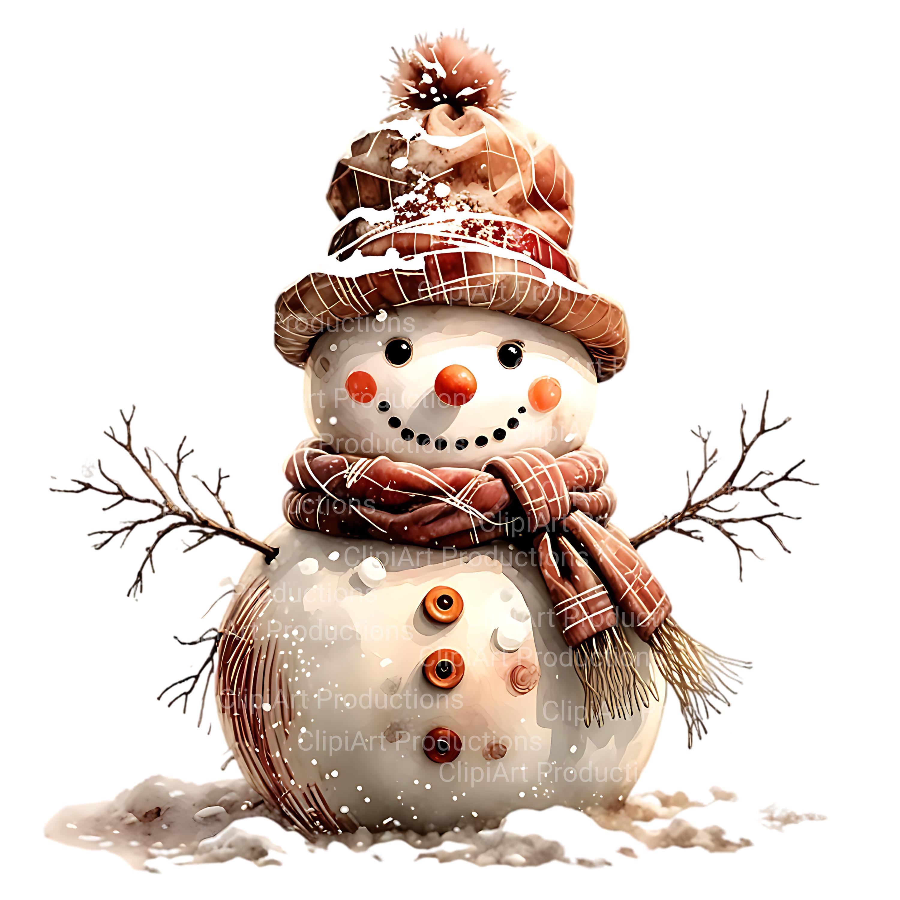 Vintage Snowman Clipart: Rustic Christmas PNG (digital Download) - Etsy