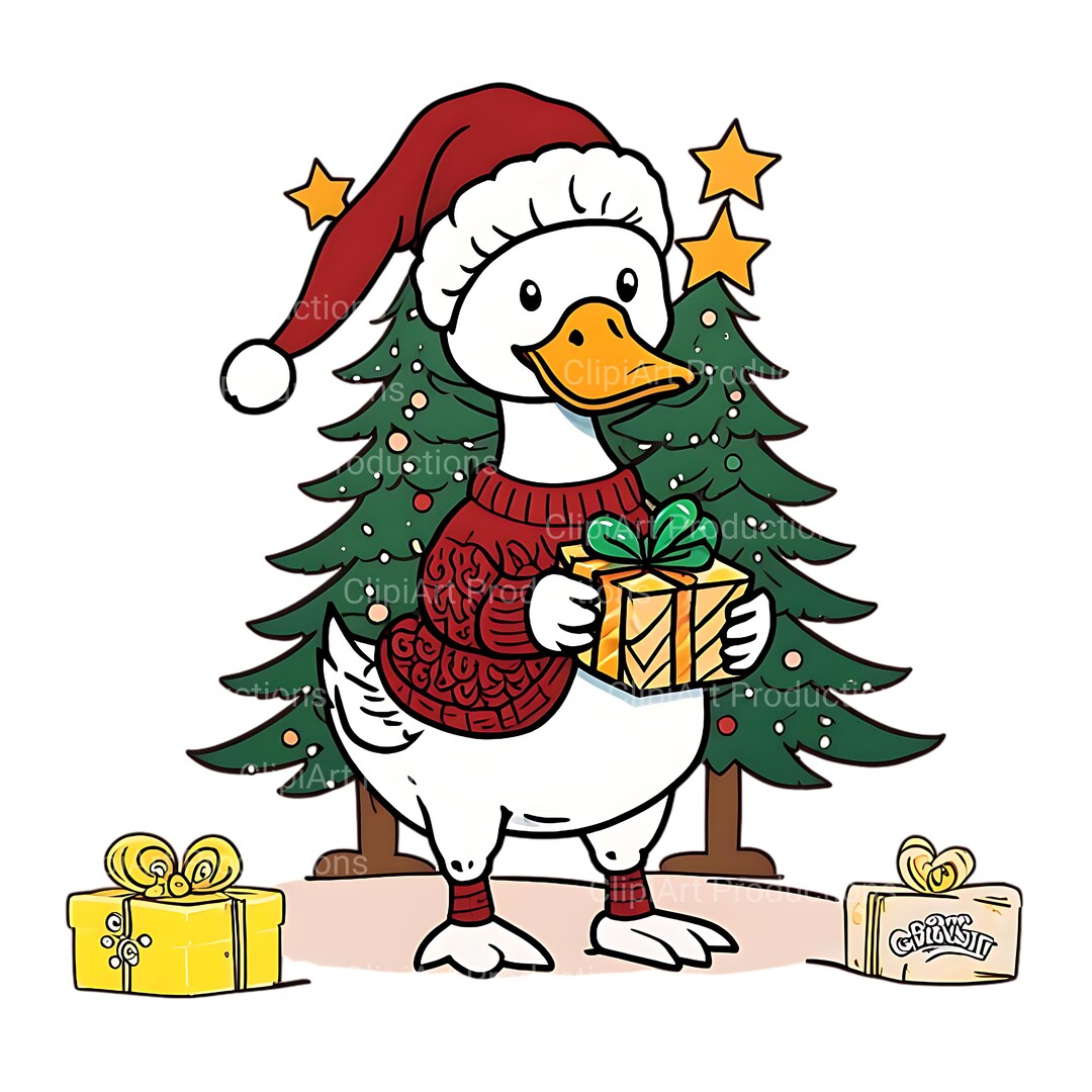 24 Christmas Duck Clipart | Cute Duck With Gifts PNG | Holiday Animal ...