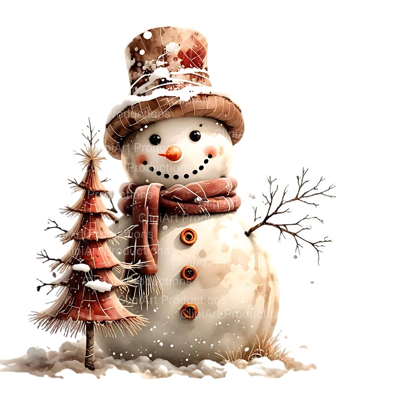Vintage Snowman Clipart: Rustic Christmas PNG (digital Download) - Etsy