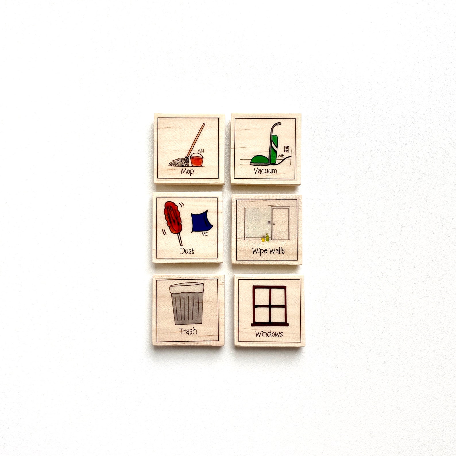 Cleaning Day Magnet Set of 6 - Chore Magnets - Magnetic Chore Chart ...