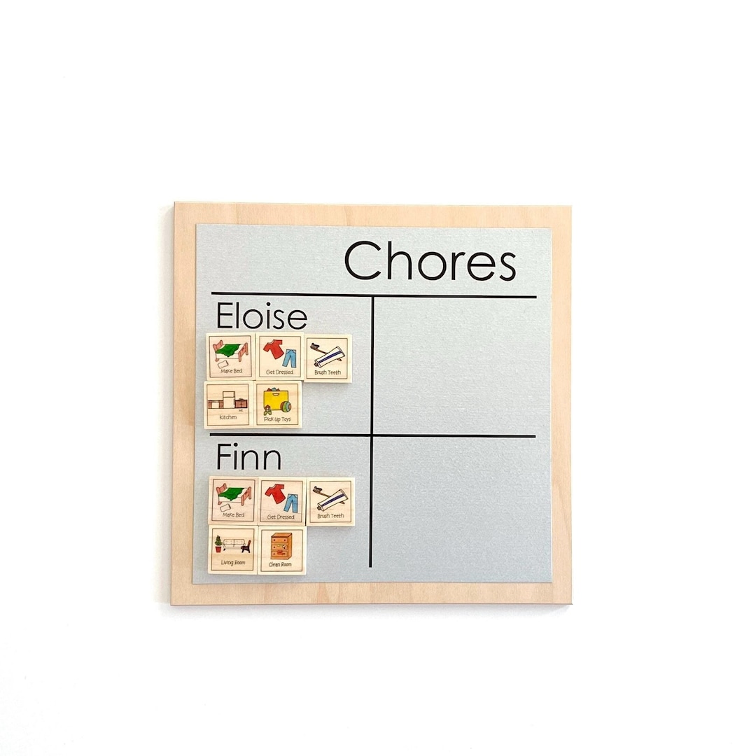 Multiple Names Chore Chart L 9x9" Personalized Magnetic Wood to Do List ...