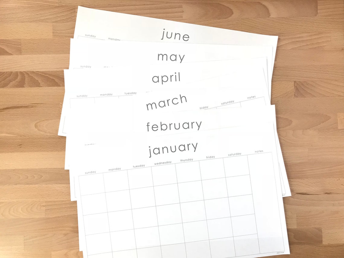 Printable 11x17 Monthly Calendar Instant Printable Simple - Etsy
