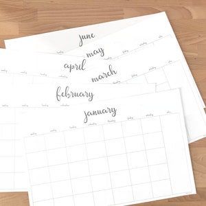 Printable 11x17 Monthly Calendar - Instant Printable - Script Font ...