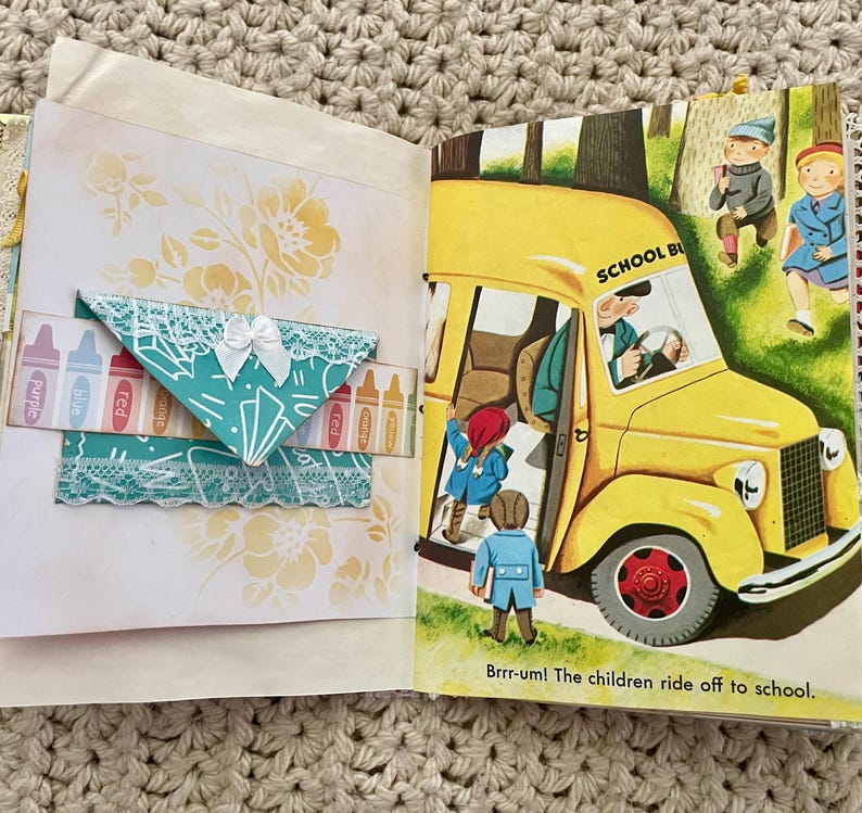Back to School Junk Journal | Altered Little Golden Book | Vintage ...