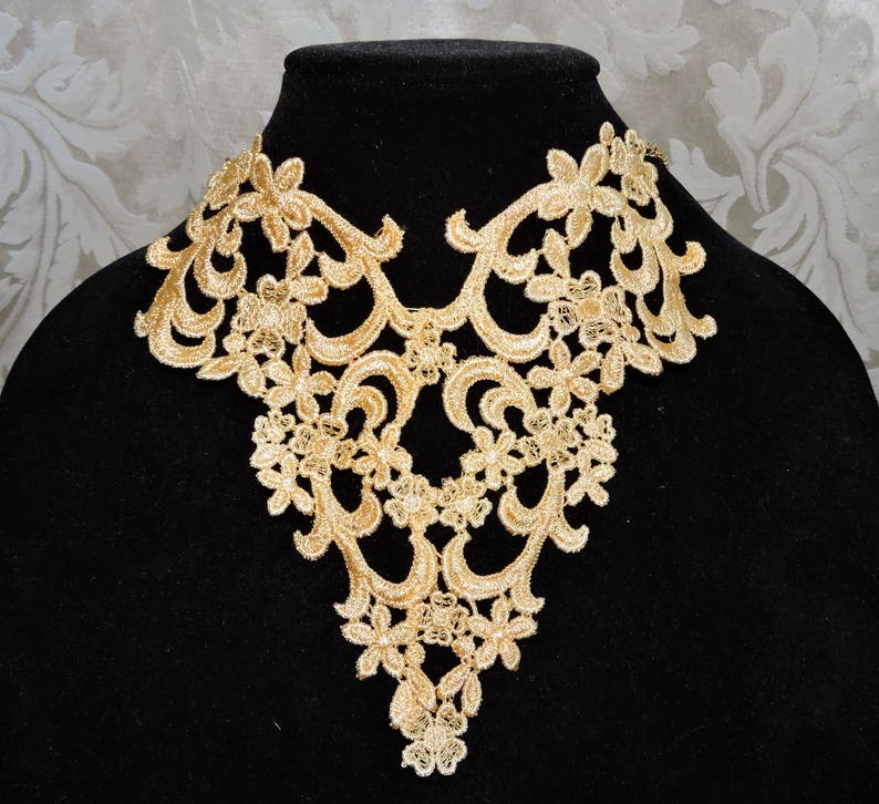 Large Collar Choker Simply Elegant Black White Wine Burgundy Venise ...