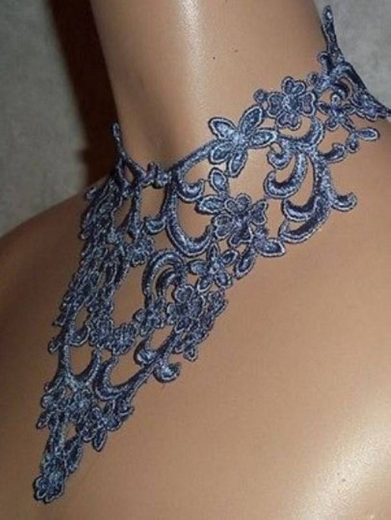 Large Collar Choker Simply Elegant Black White Wine Burgundy Venise ...