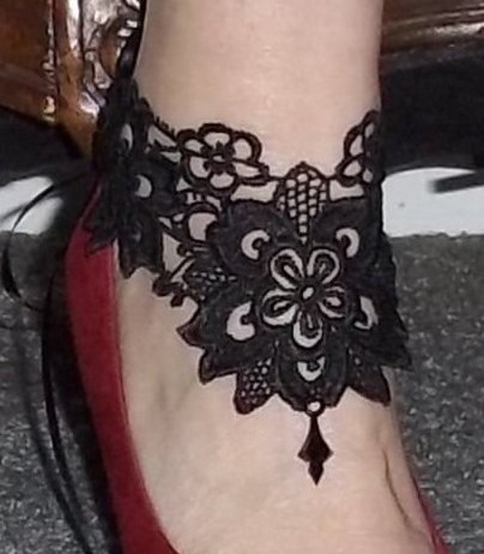 Unique Lace Ankle Art Anklet Black Venise Corset With Chess - Etsy