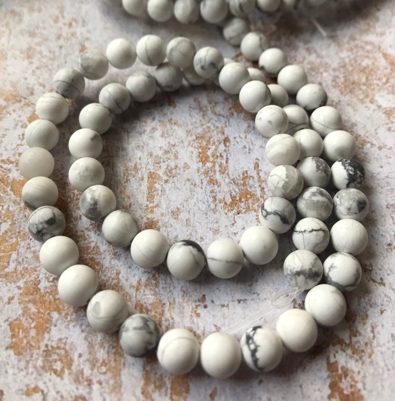 Matte howlite bead strand 6mm howlite beads 8mm howlite | Etsy