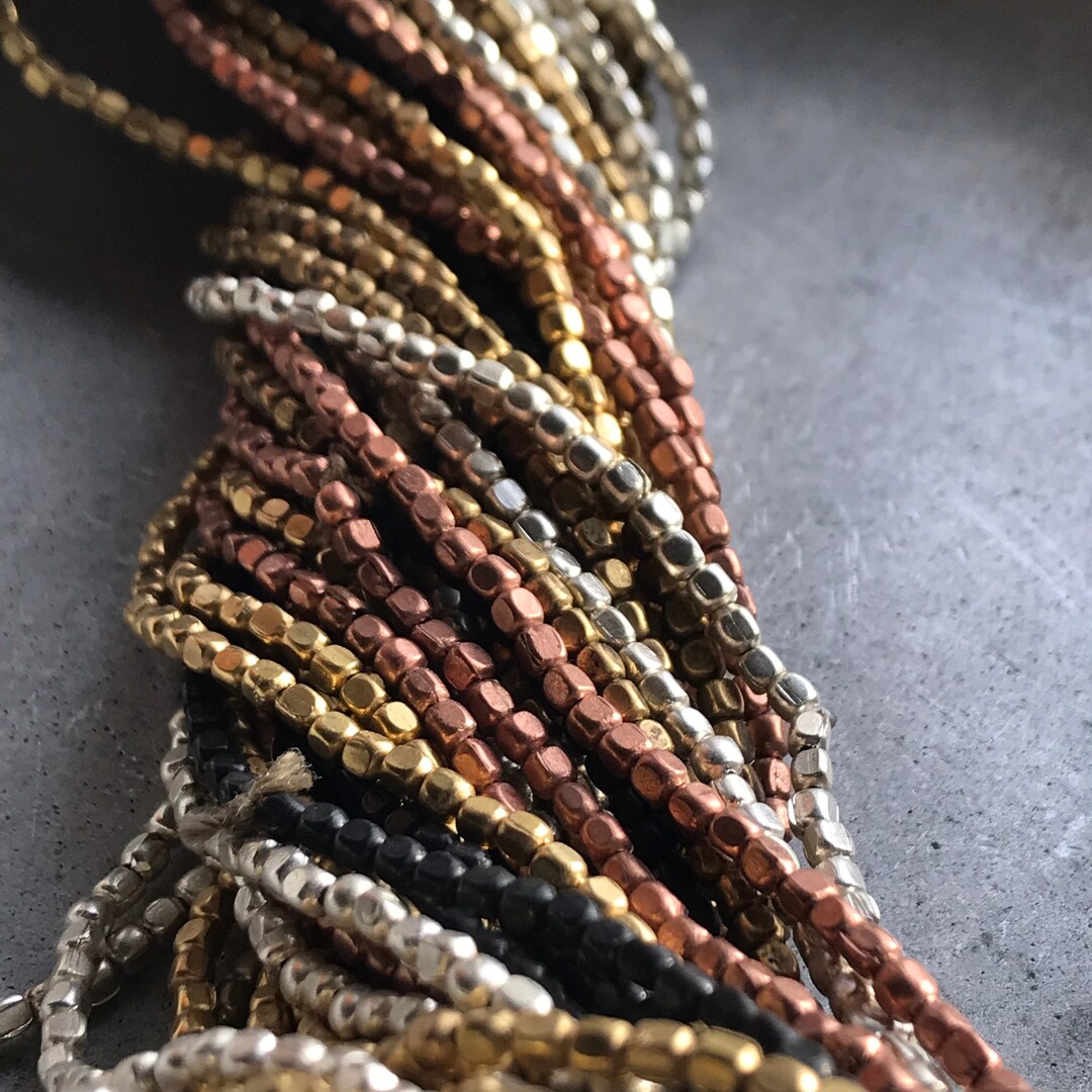 CLEARANCE BEADS, Small 2.5 X 3mm Soft Edged Metal Beads Strands in ...