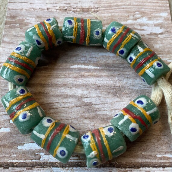 AFRICAN Krobo Bead GREEN African Krobo Beads From Ghana - Etsy