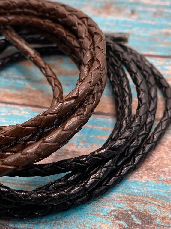 Cordon en cuir tressé cordon en cuir tressé brun ou noir de 3 | Etsy