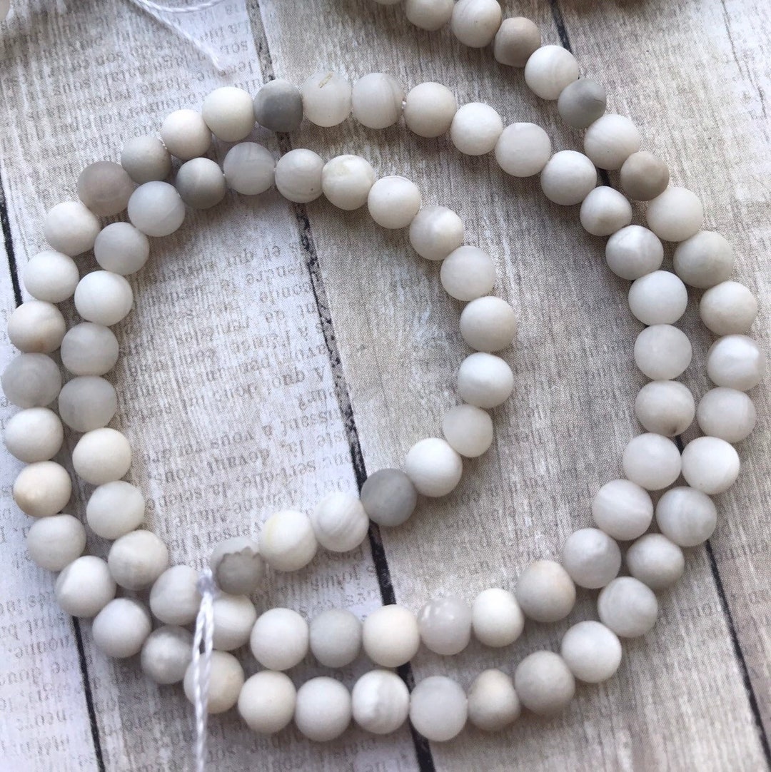 White Lace Agate Bead Strands in a Matte Finish, Choose Size, 4mm 6mm ...