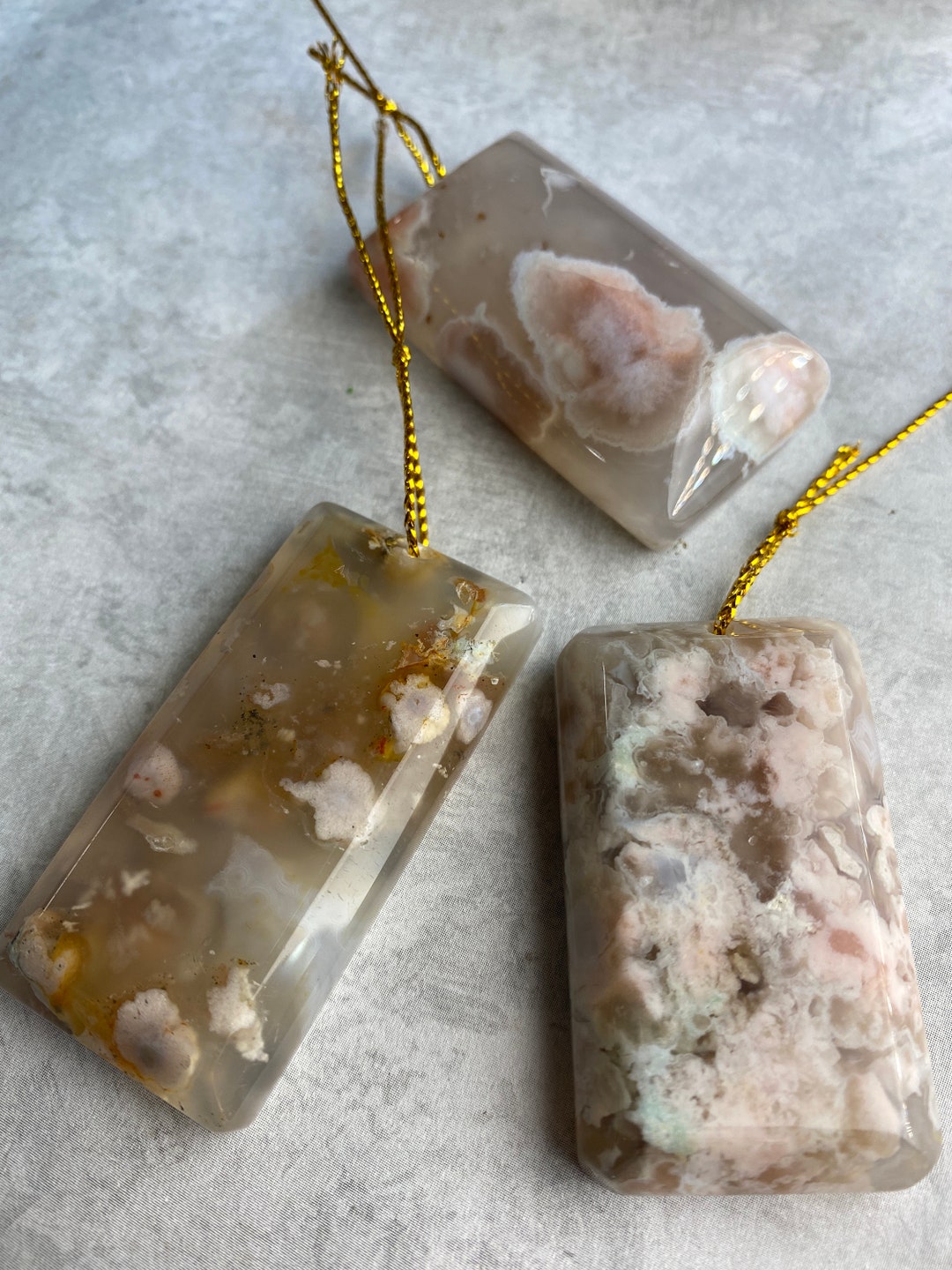 Cherry Blossom Agate Focal Bead, Large Rectangular Beveled or Smooth ...
