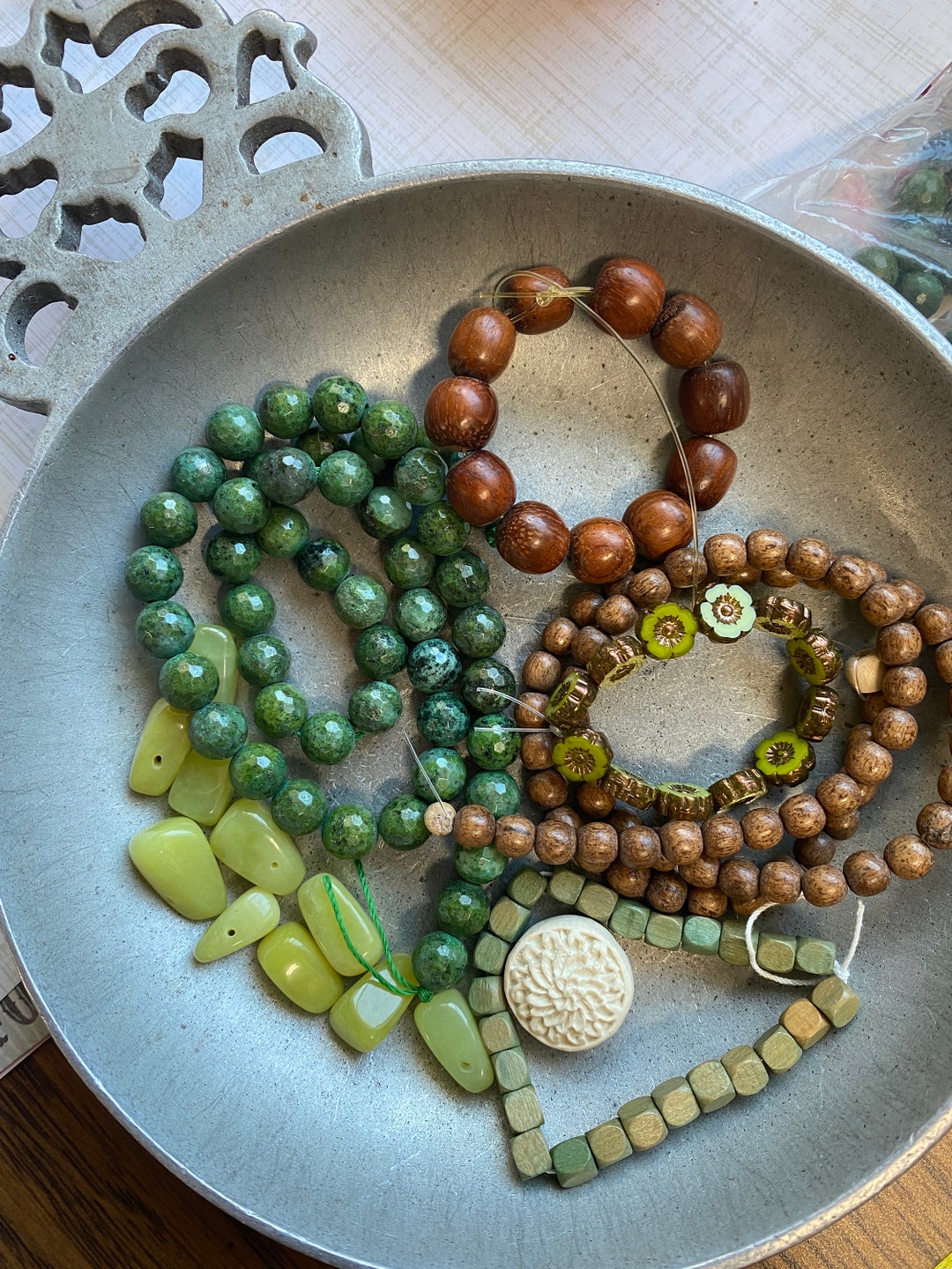 Gemstone, Wood, Green Agate Bead Sets, One of a Kind Mixes, Shop Clean ...