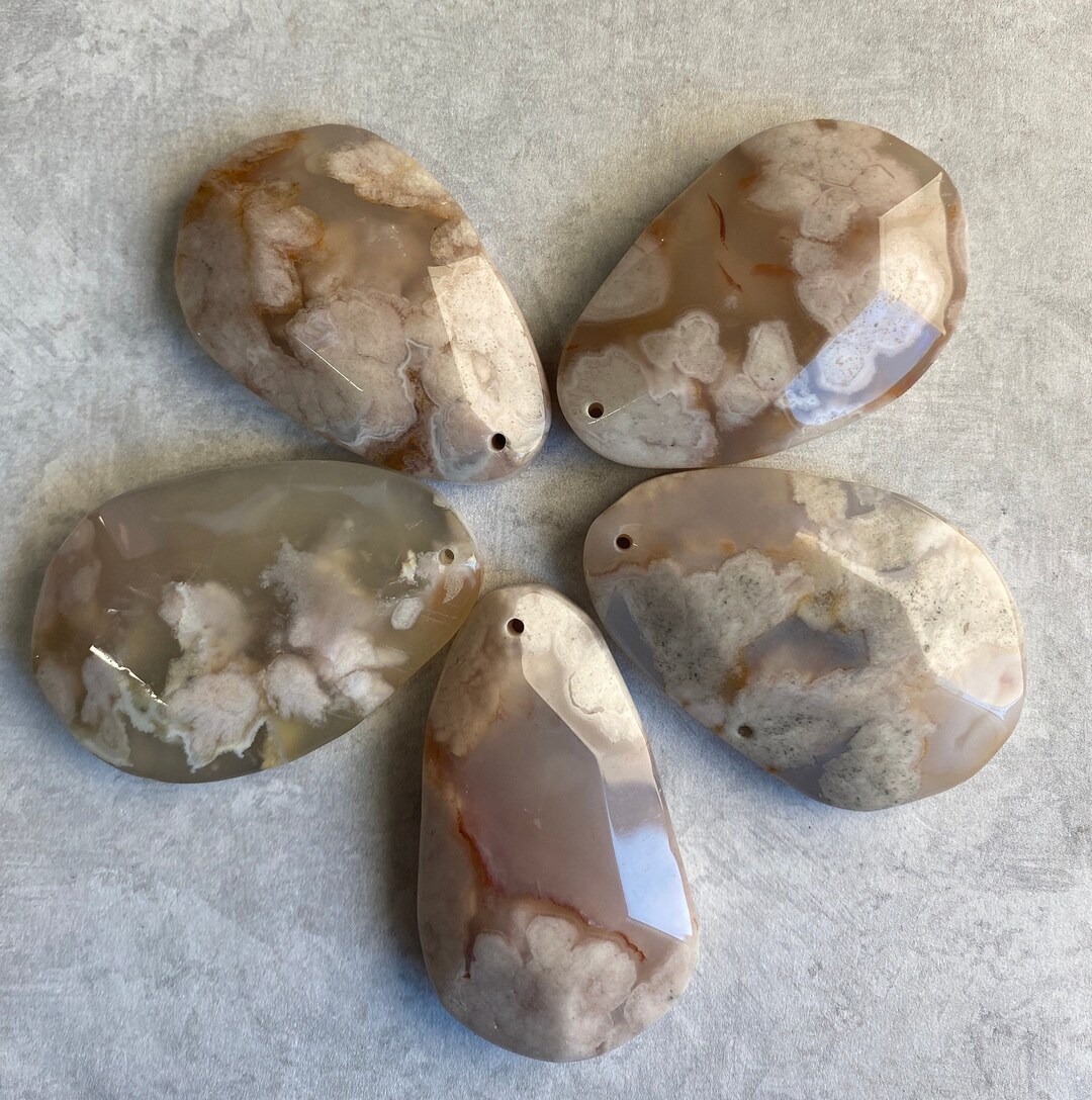 Cherry Blossom Agate Faceted Irregular, 50mm Faceted Faceted Bead ...