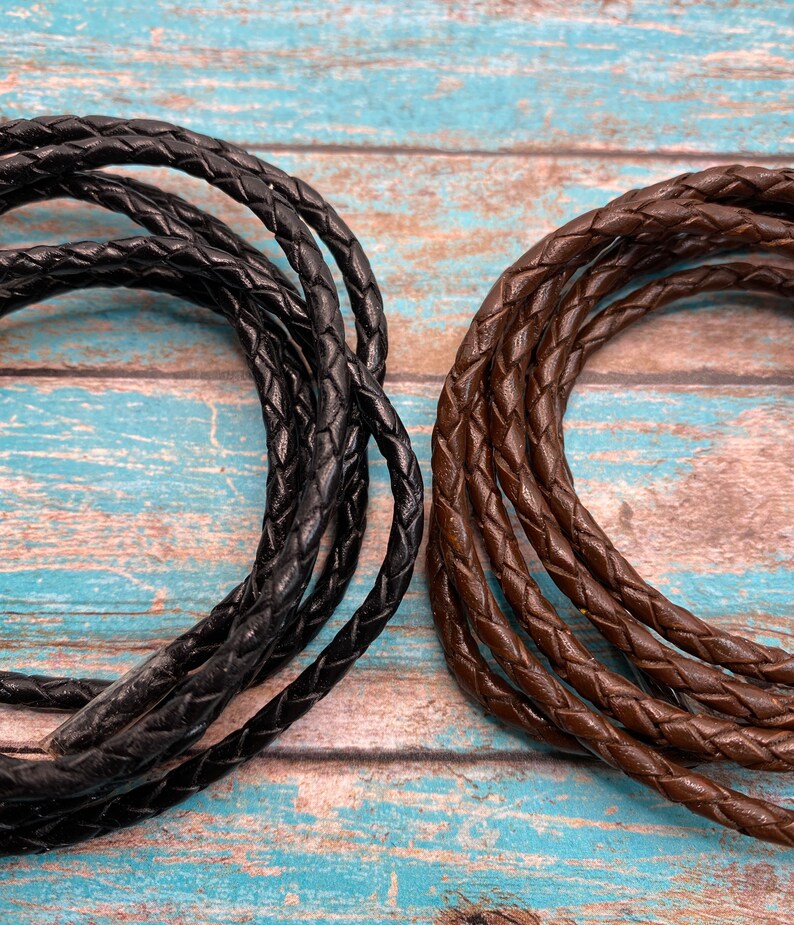 Cordon en cuir tressé cordon en cuir tressé brun ou noir de 3 - Etsy France