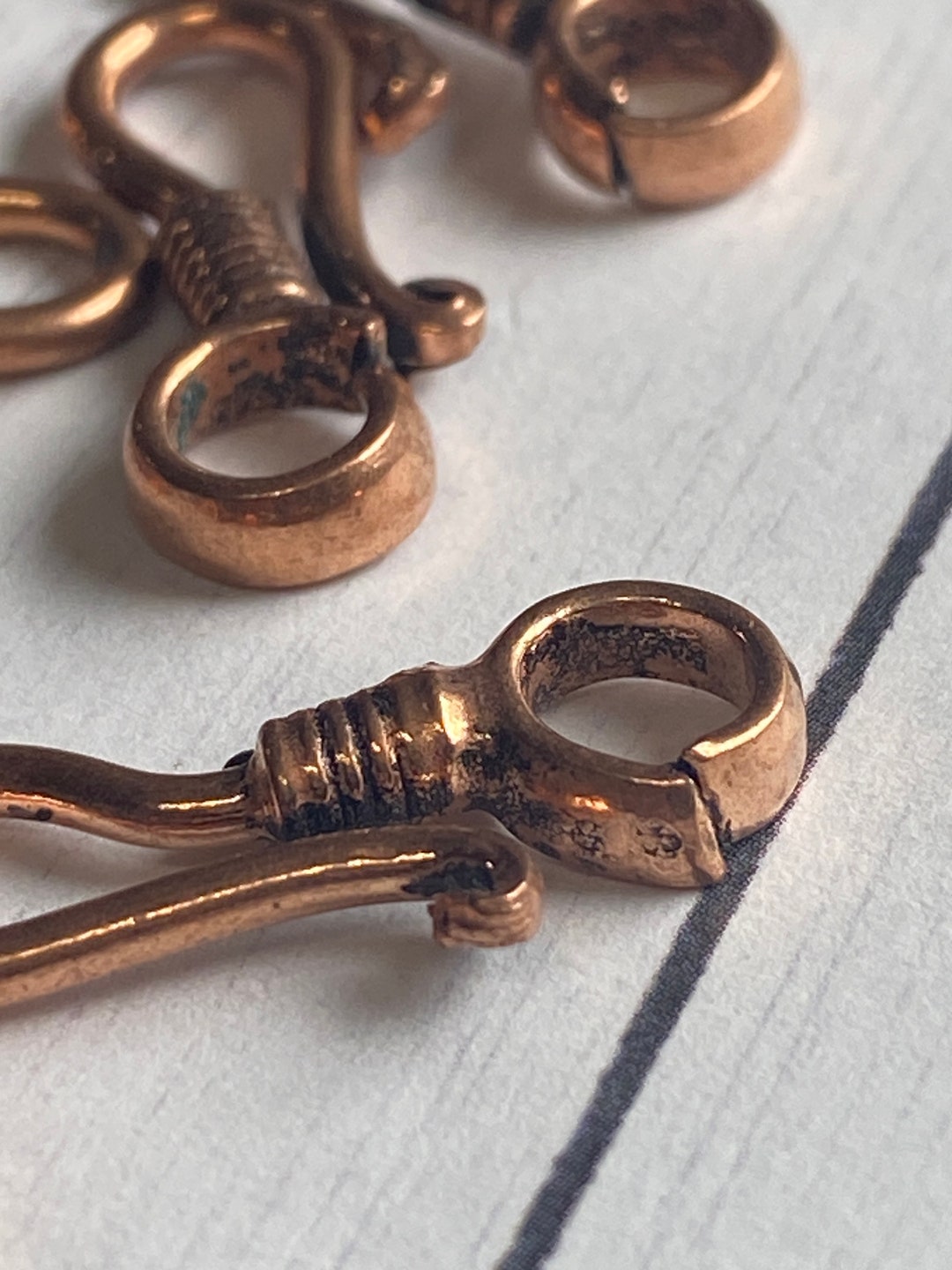 Hilltribe Solid COPPER J Hook Clasp With Coil, 20mm J Hook Clasp, Hill ...