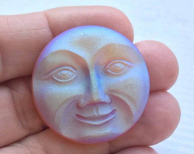 LARGE 32mm GOLD Matte AB Moon Face Buttons One of Many Colors We Offer ...