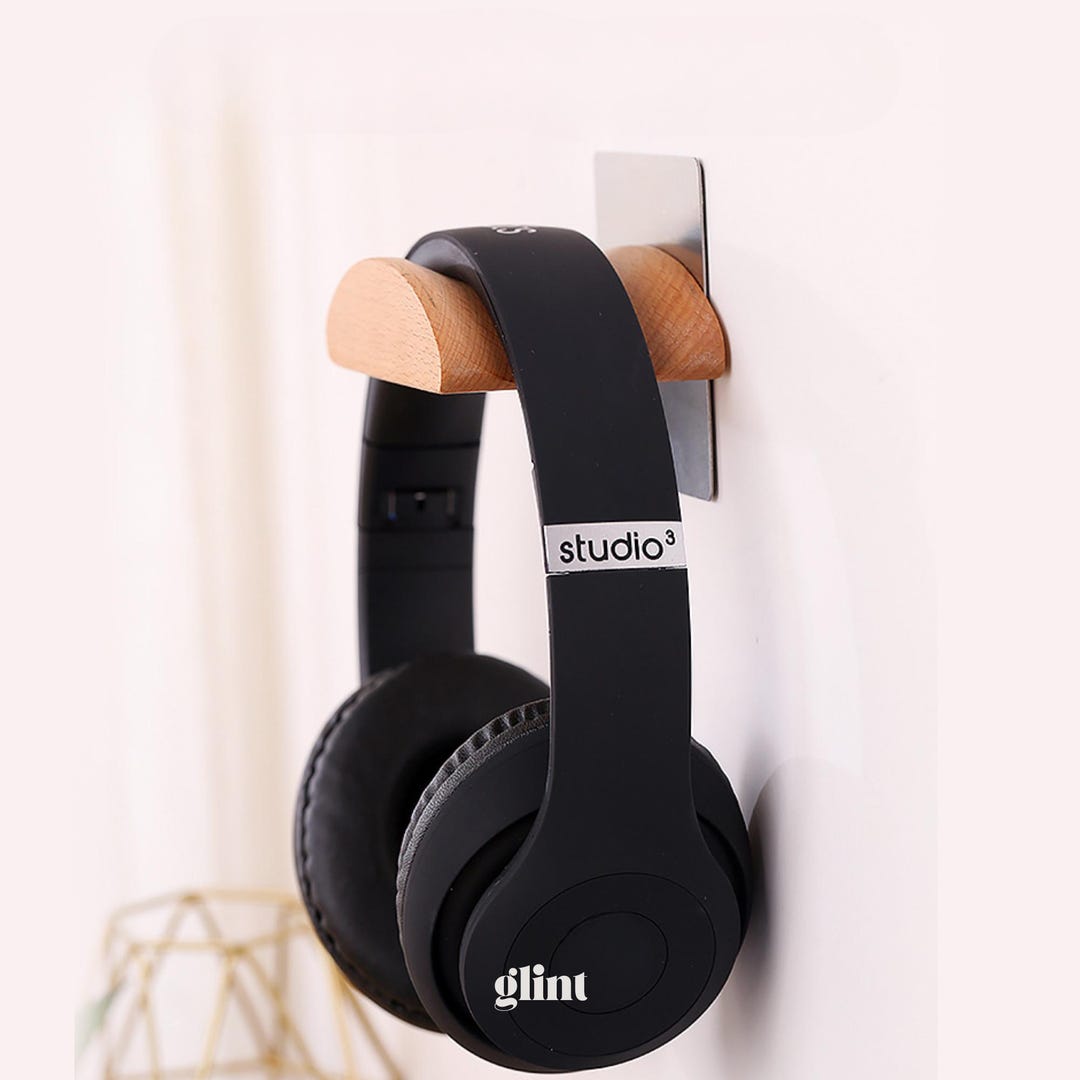 Wall Mount Headphone Holder Wooden Headset Hanger Stylish Wood Rack ...