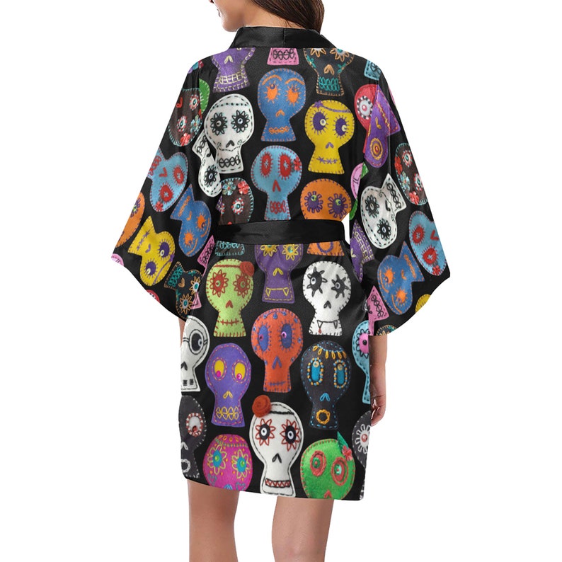Sugar Skulls Kimono Robe Women's Day of the Dead Print | Etsy