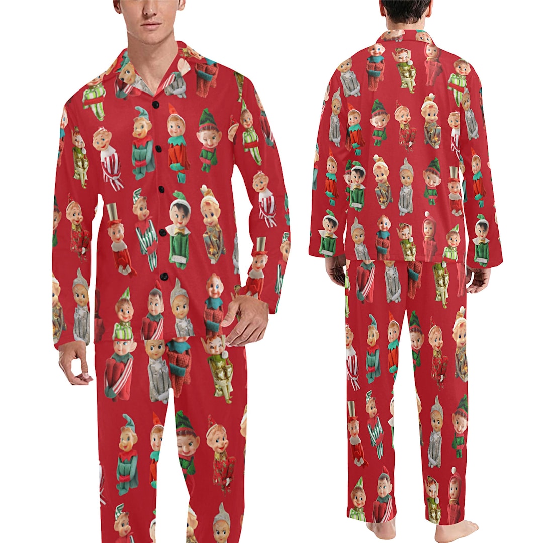 Men's Christmas Elves Pajamas Set (or Pants) - Long-sleeve With Collar ...
