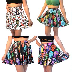 Vintage Halloween Masks Skater Skirt Printed Mini Skirt Photographic ...