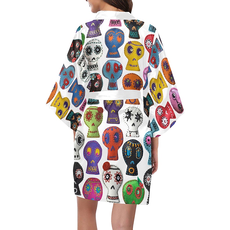 Sugar Skulls Kimono Robe Women's Day of the Dead Print - Etsy