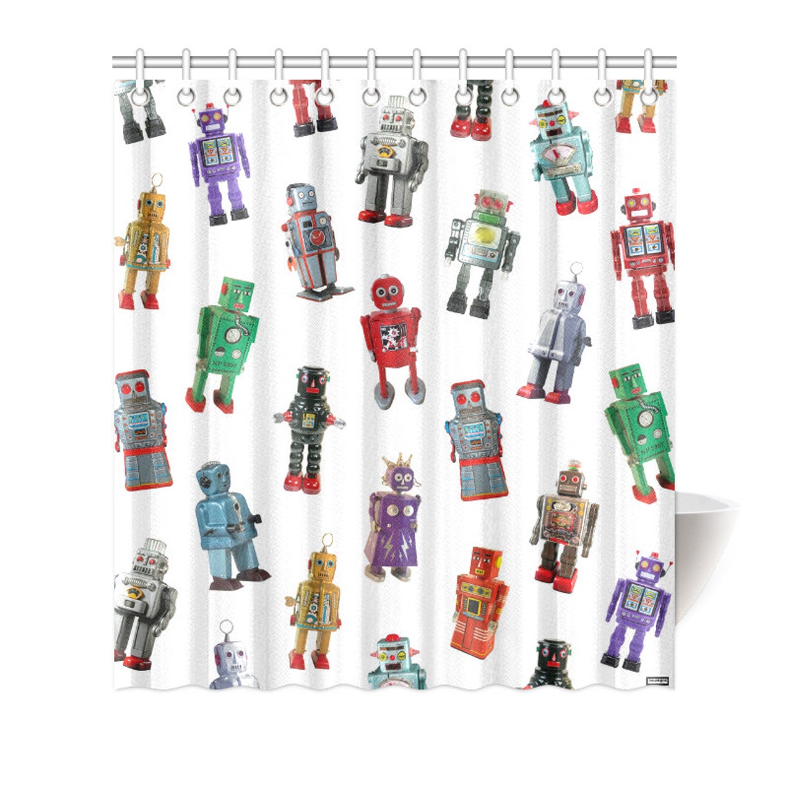 Novelty Robot Shower Curtain Photographic Vintage Tin Robot - Etsy