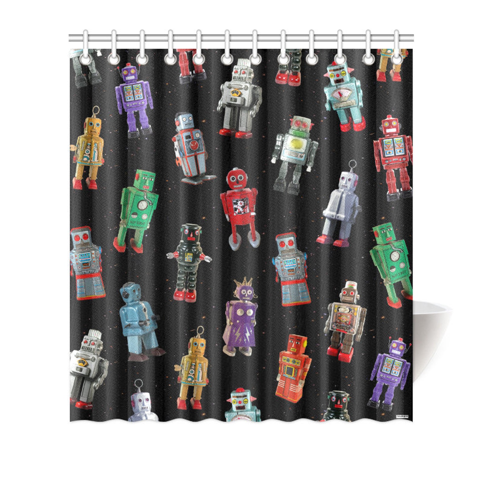 Novelty Robot Shower Curtain Photographic Vintage Tin Robot - Etsy