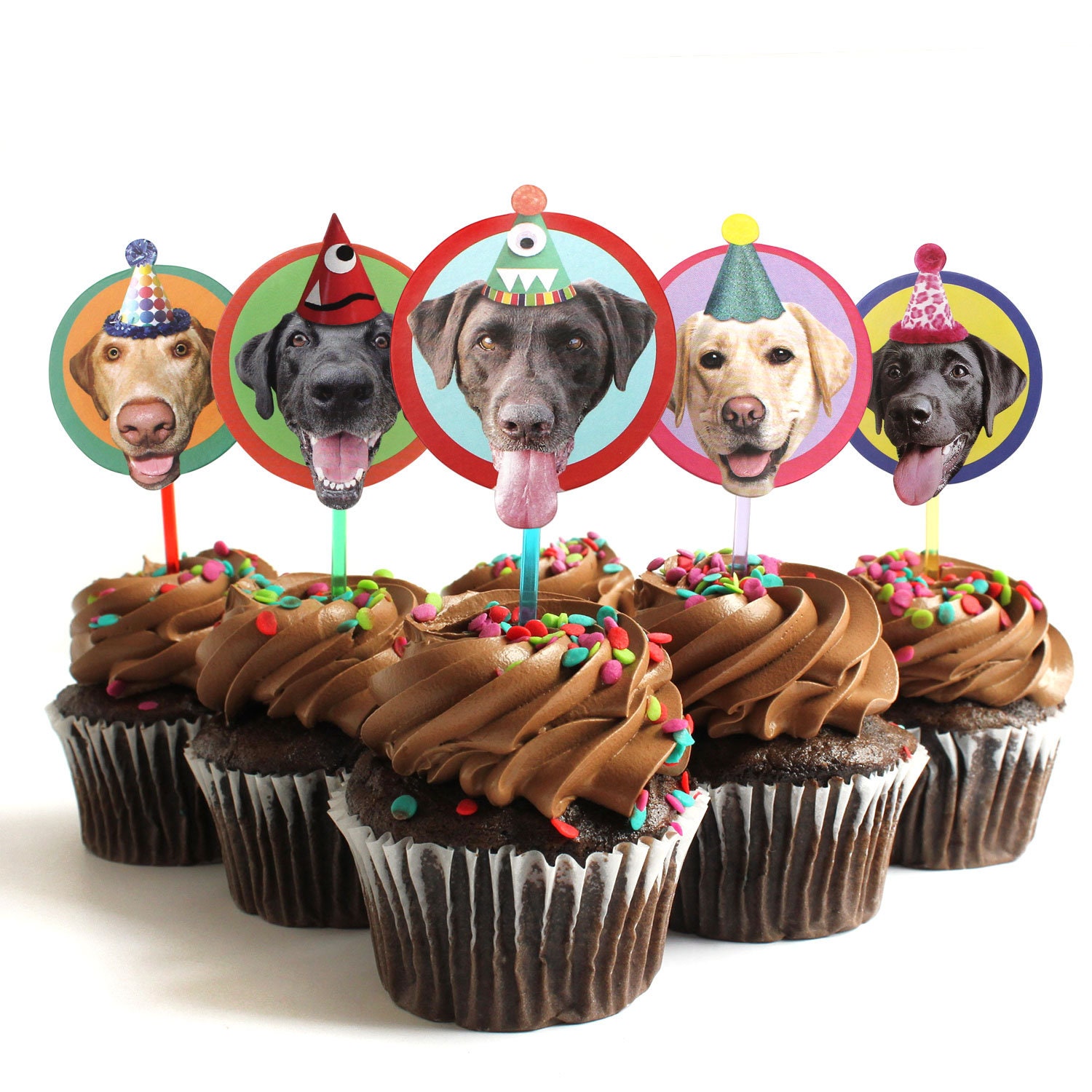 Labrador Dogs Cupcake Toppers Set of 6 Photo Reproductions - Etsy