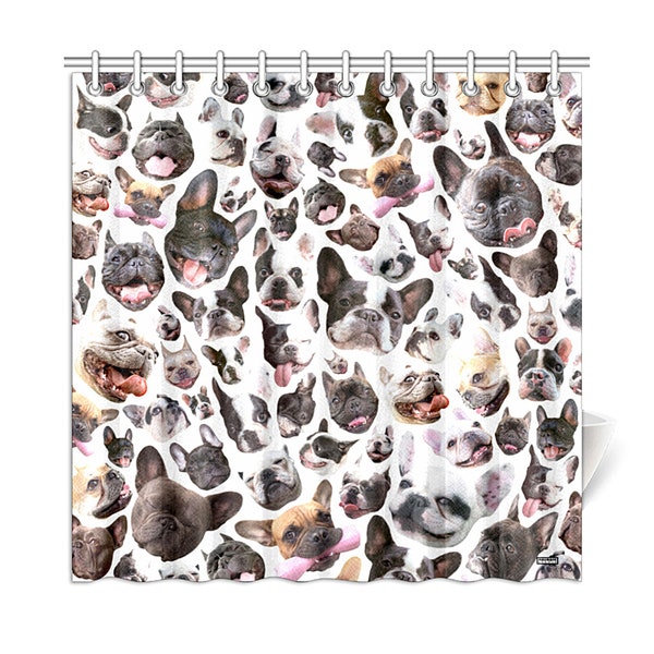 Black and White French Shower Curtain - Etsy