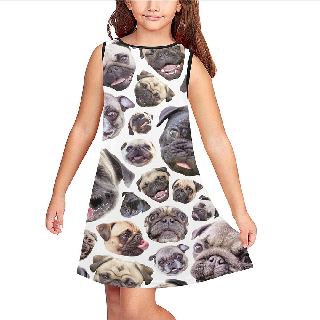 Pug Dog Sleeveless Child's Dress Round Neck Pull-on Shift Dress Pugs ...