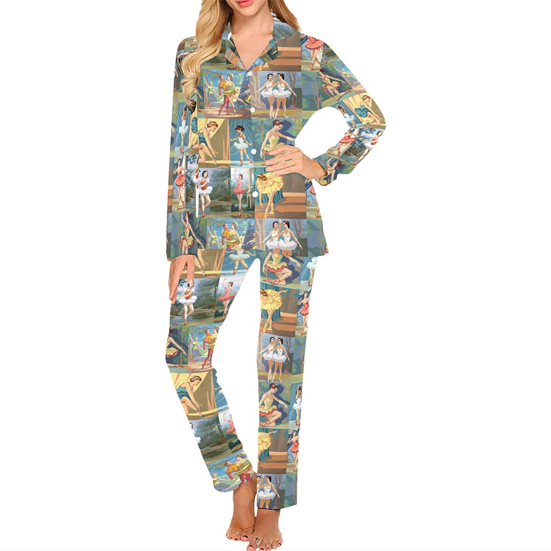 Women's Paint by Number Ballerina Pajamas Set or Pants Long-sleeve With ...