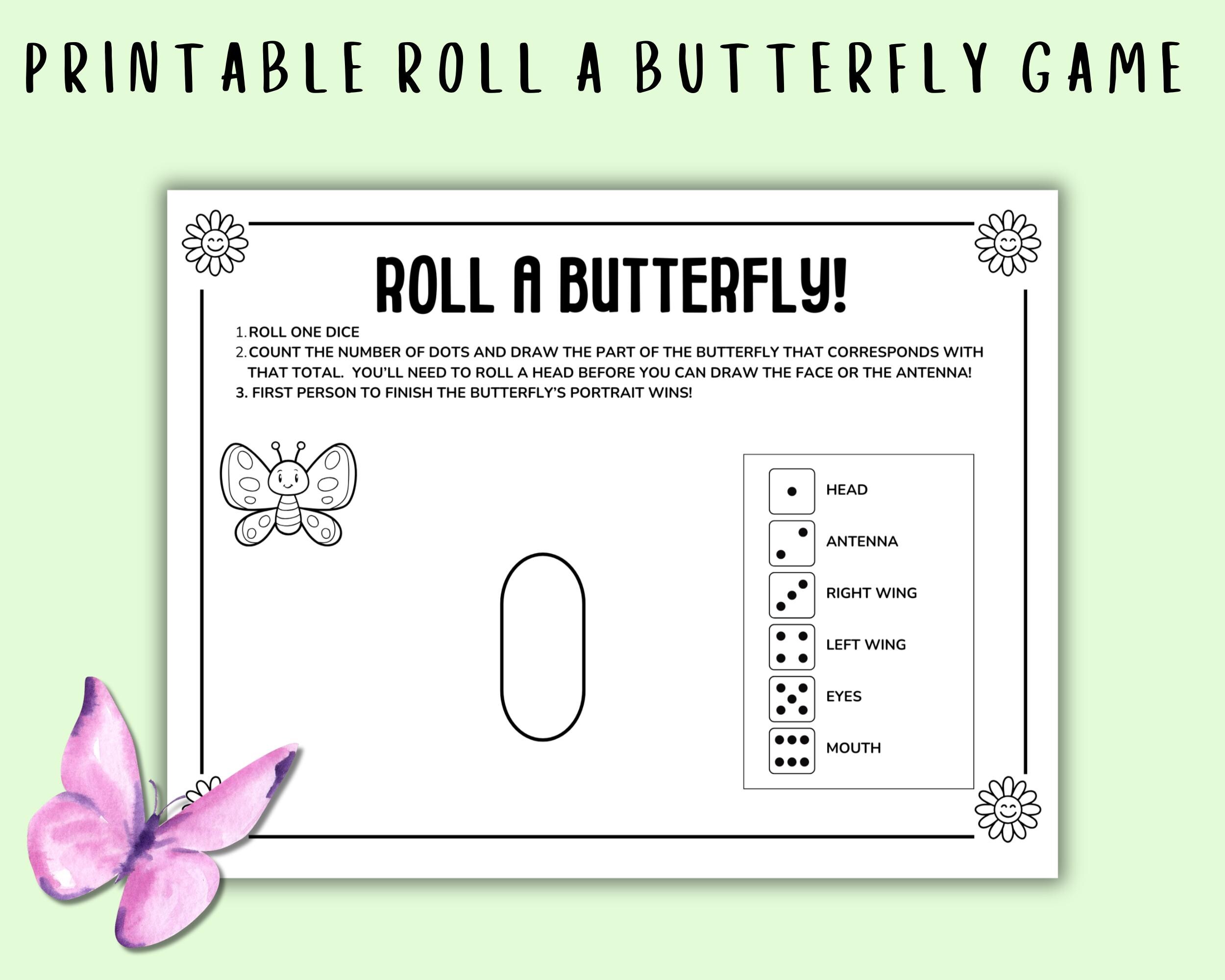 Printable Butterfly Roll a Dice Game, Earth Day Activity for Kids, Fun ...