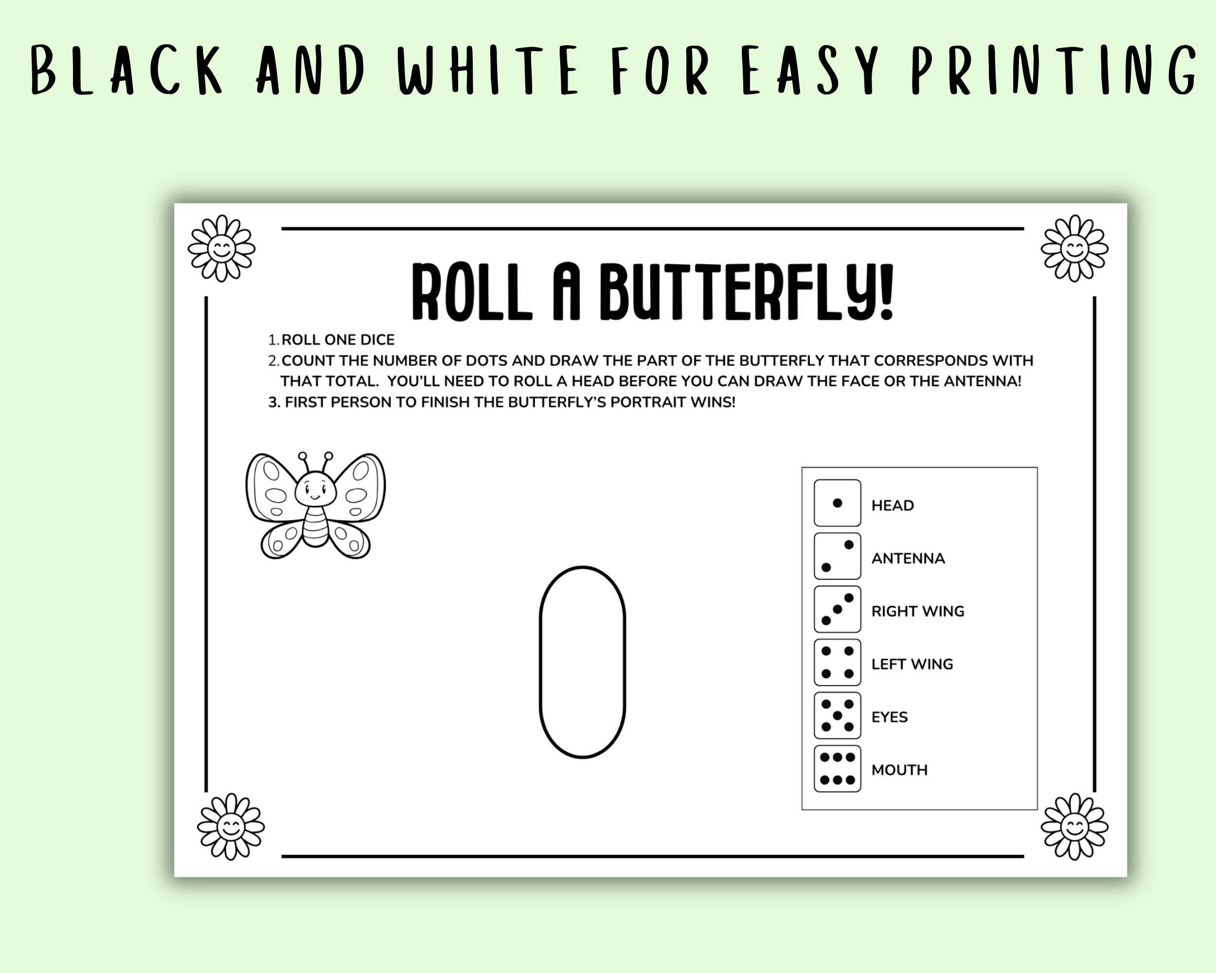 Printable Butterfly Roll a Dice Game, Earth Day Activity for Kids, Fun ...
