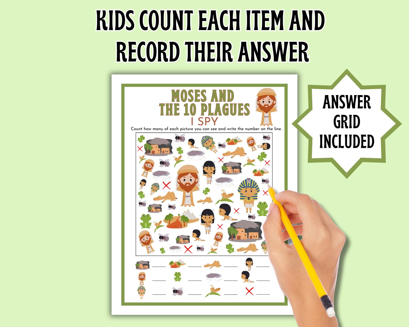 Moses Story Bible Game I Spy Activity for Kids 10 Plagues Sunday School ...