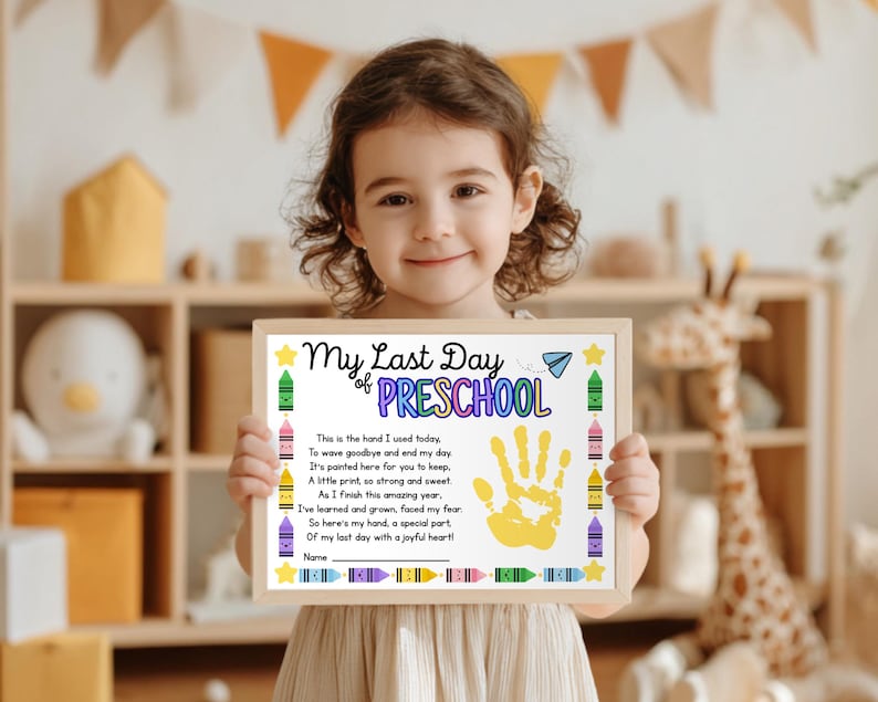 Last Day of Preschool Handprint Craft Printable, Last Day of Preschool ...