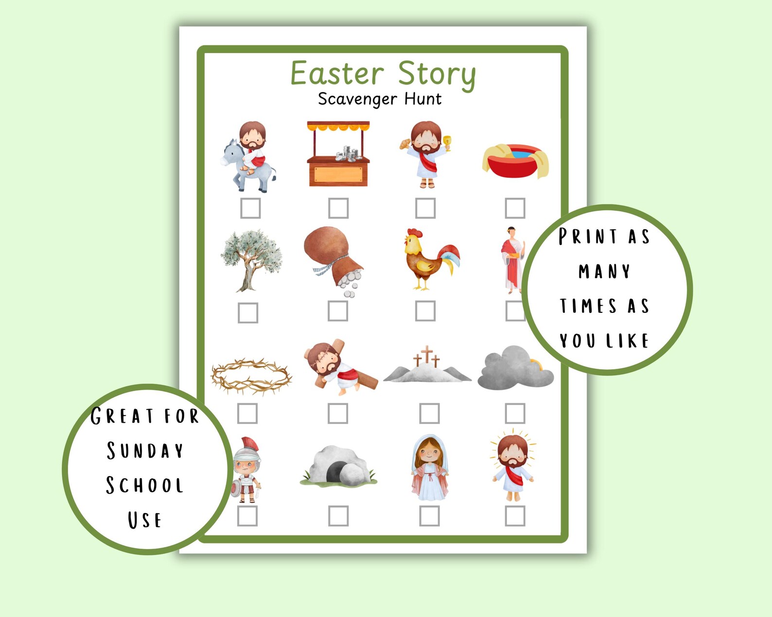 Printable Easter Scavenger Hunt for Kids, Sunday School Easter ...