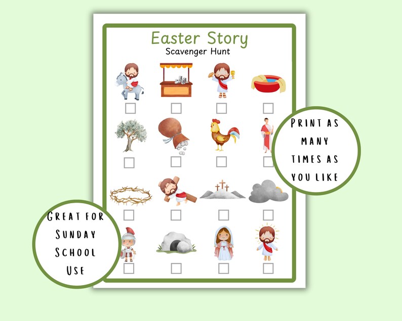 Printable Easter Scavenger Hunt for Kids, Sunday School Easter ...