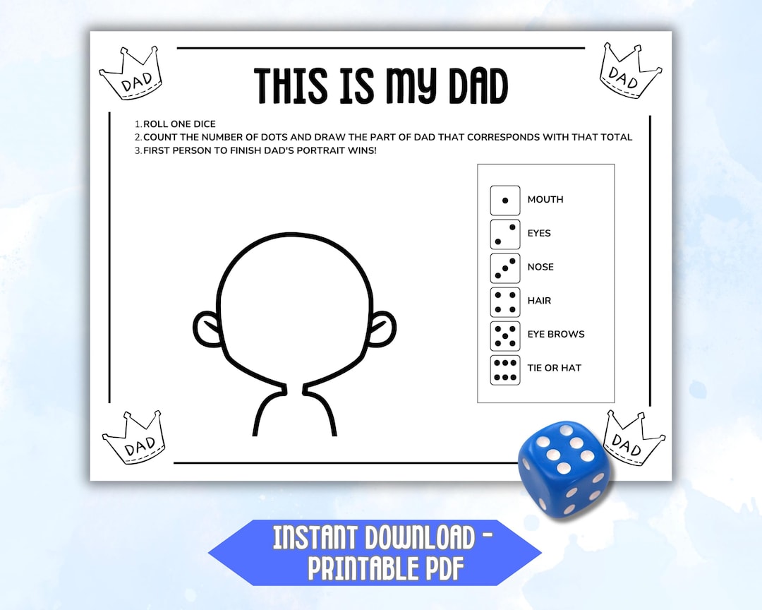 Printable Dad Roll a Dice Game for Father's Day and Birthday Party Fun ...