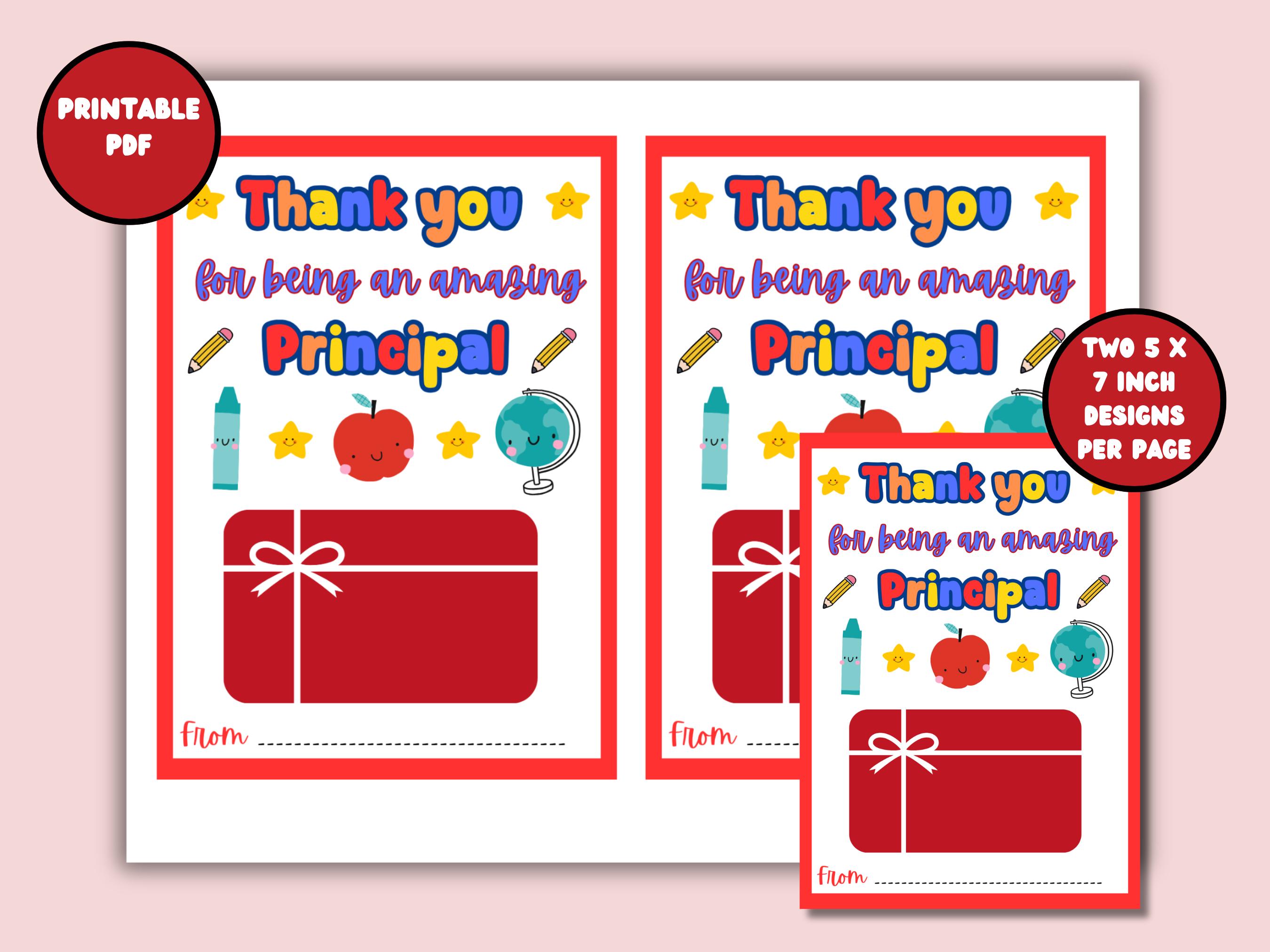 Principal Appreciation Gift Card Holder, Printable Thank You for School ...