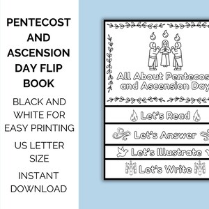 Pentecost and Ascension Day Flip Book Activity for Kids Christian Bible ...