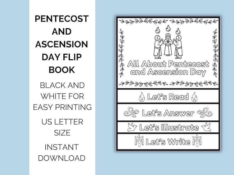 Pentecost and Ascension Day Flip Book Activity for Kids Christian Bible ...