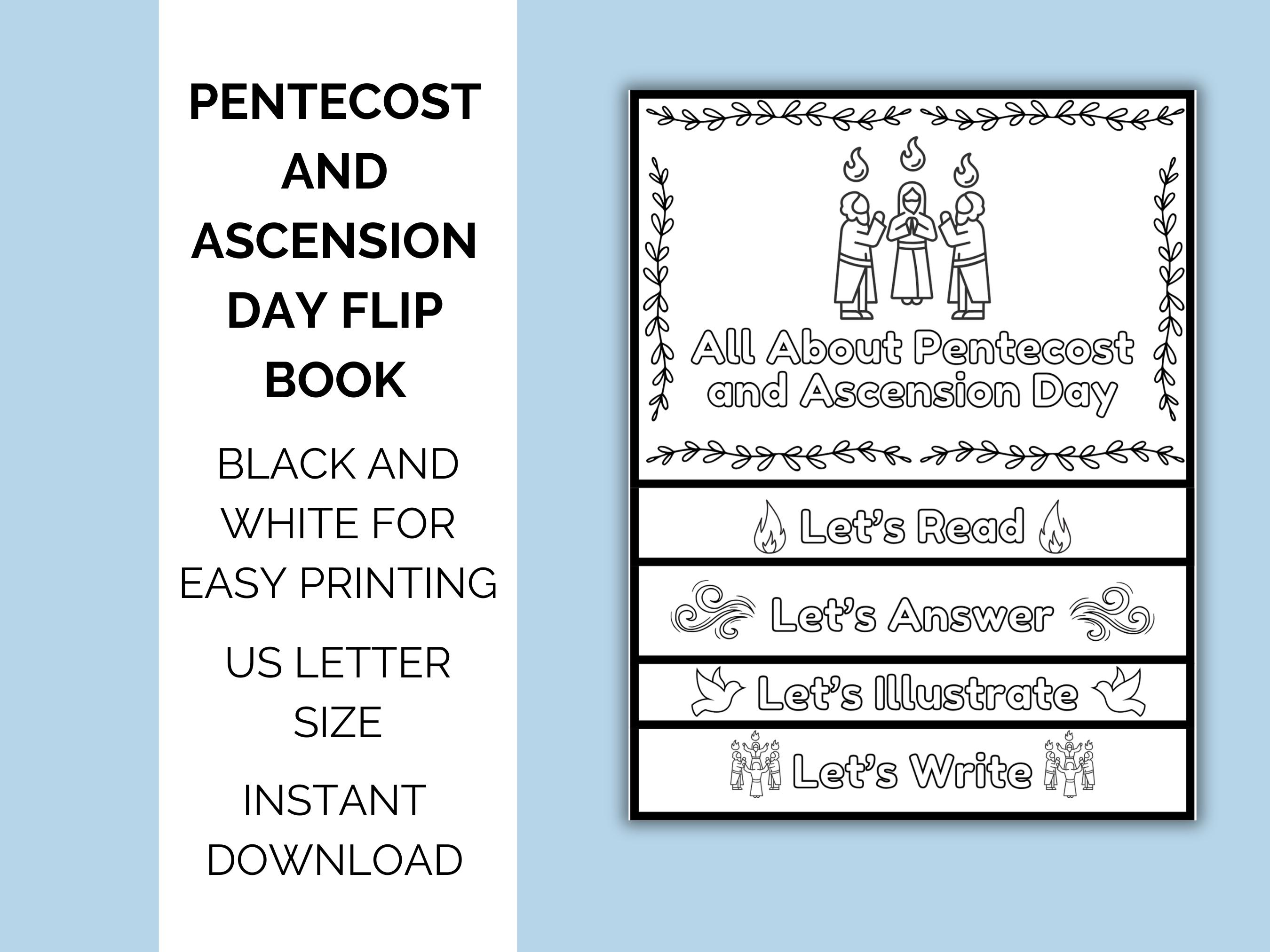 Pentecost and Ascension Day Flip Book Activity for Kids Christian Bible ...