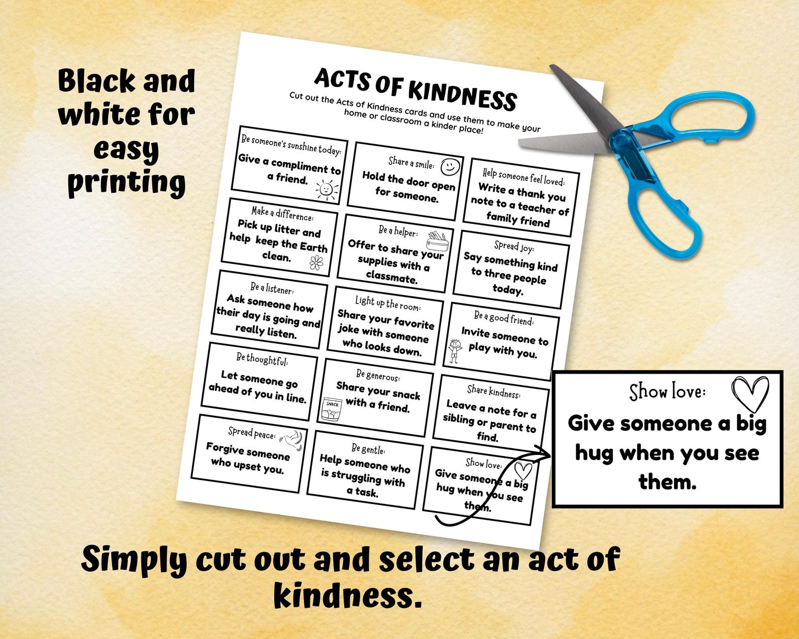Acts of Kindness Cards, Random Acts of Kindness for Kids, Choose ...