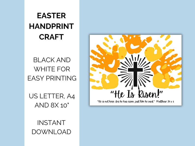 Easter Handprint Craft Printable, Easter Handprint Art Activity, Easter ...