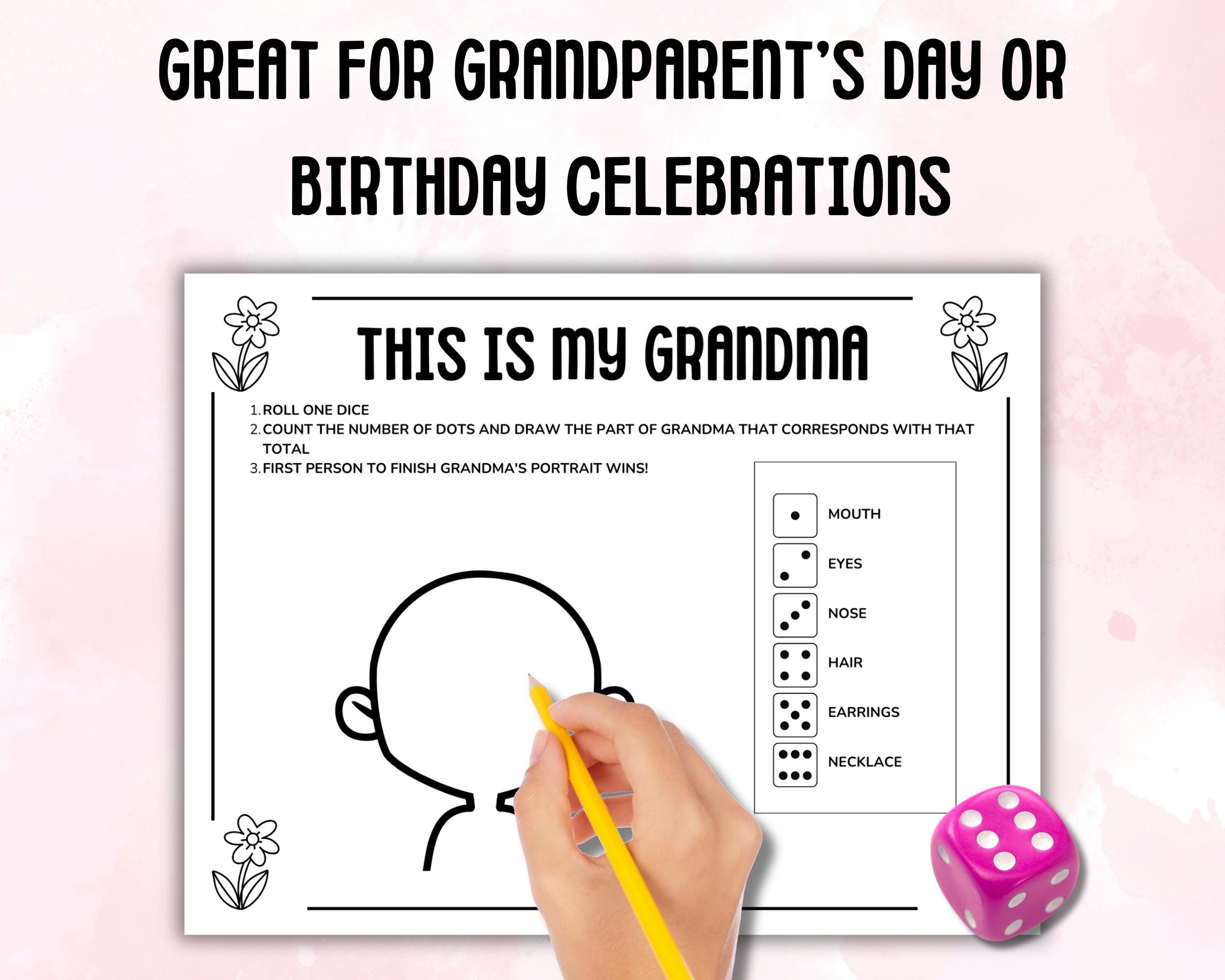 Printable Grandma Roll a Dice Game for Grandparent's Day and Birthday ...