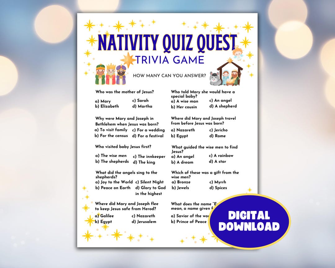 Nativity Trivia Printable, Christmas Trivia Quiz, Holiday Trivia Game ...